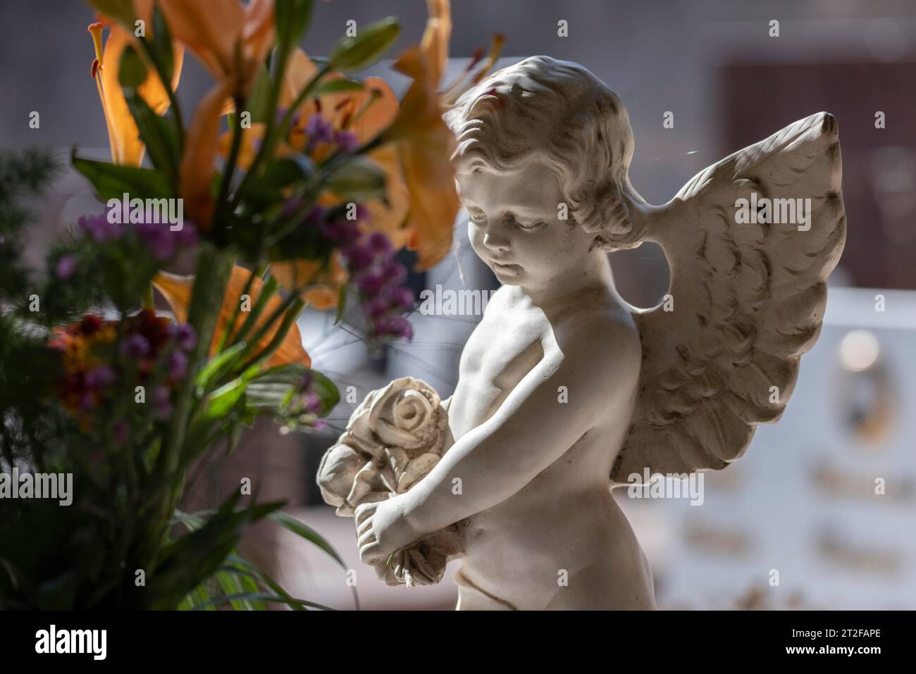 Angel with bouquet hi-res stock photography and images - Alamy