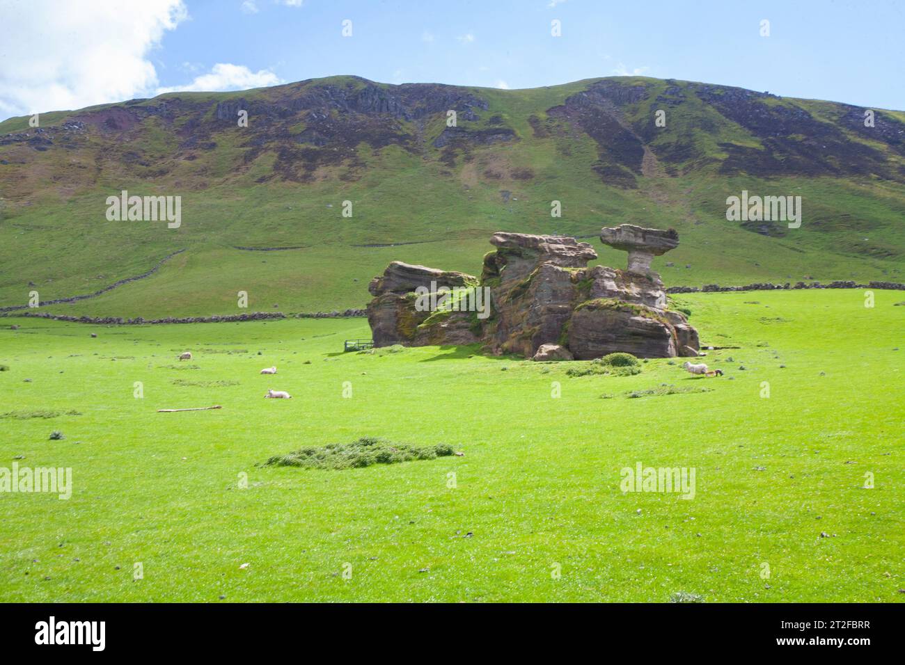 The Bunnet Stane sandstone outcrop sits at the foot of the Midland Sill ...