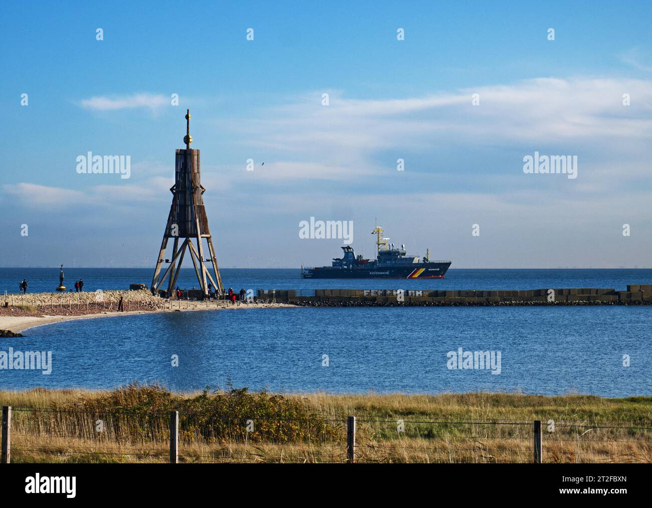 The Kugelbake, the landmark of Cuxhaven, Lower Saxony, Germany Stock ...