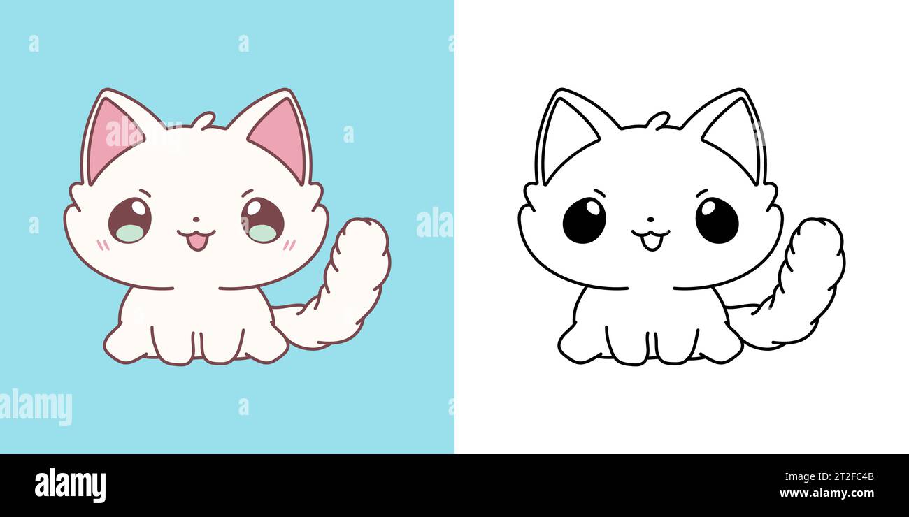 Cute Isolated Ragdoll Cat Clipart Illustration and Black and White ...