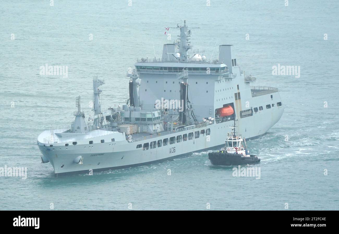 The Royal Fleet Auxiliary tide-class replenishment tanker RFA ...