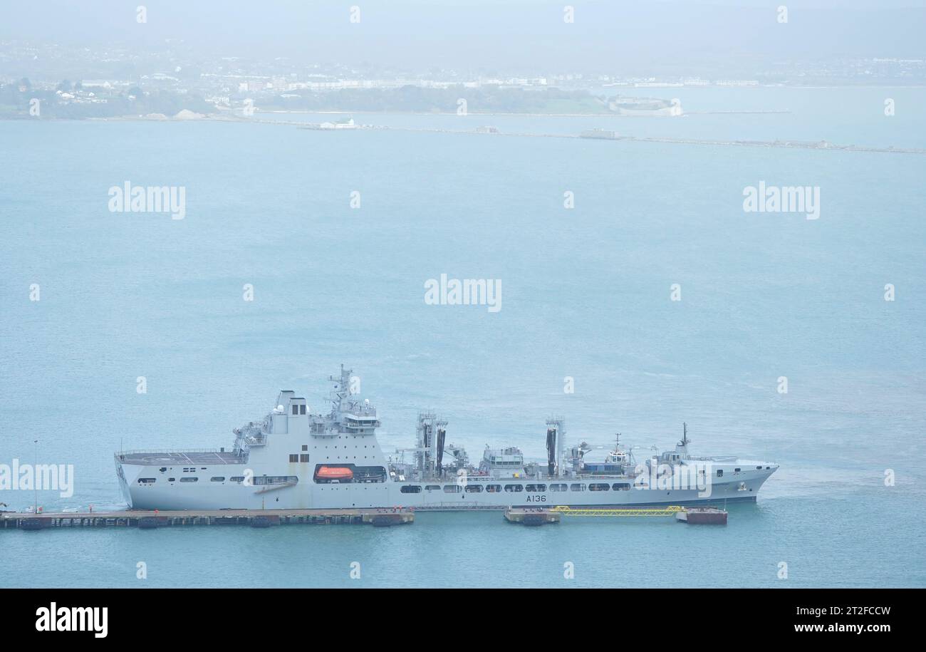 The Royal Fleet Auxiliary tide-class replenishment tanker RFA ...