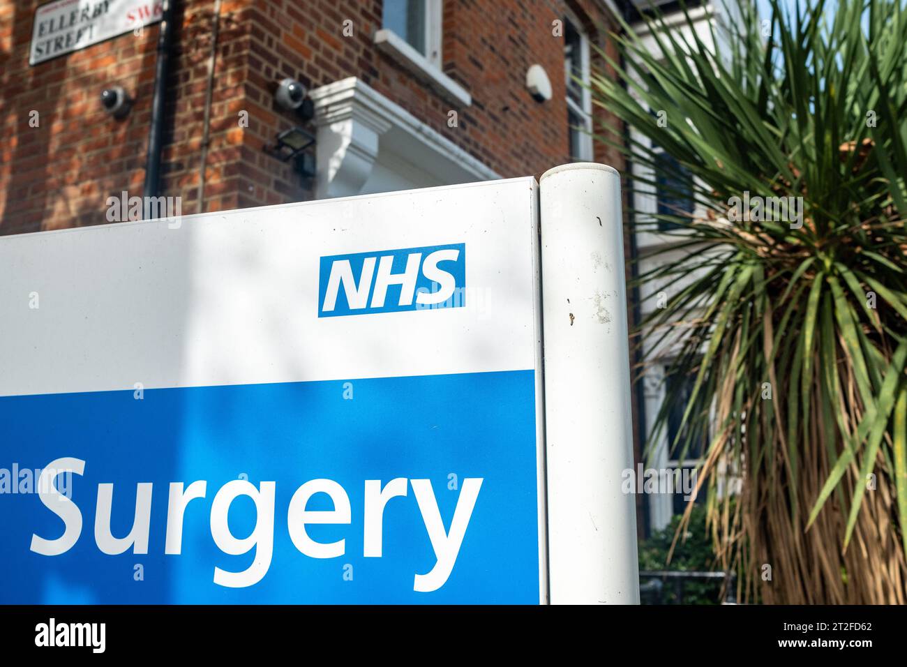 London- October 9, 2023: NHS National Health Service Surgery sign and ...