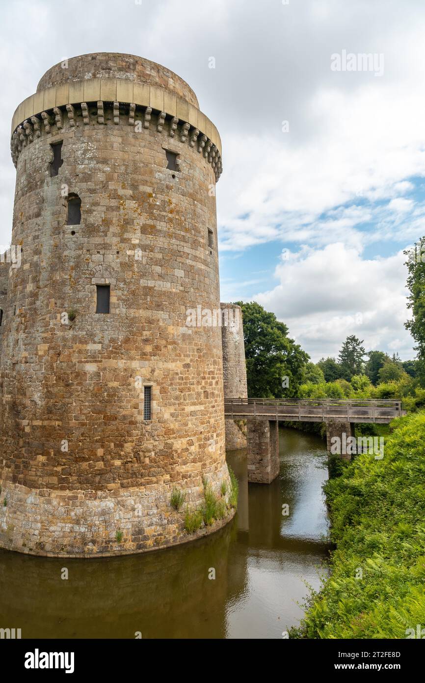 Castle walls of the Hunaudaye is a medieval fortress, French Brittany ...