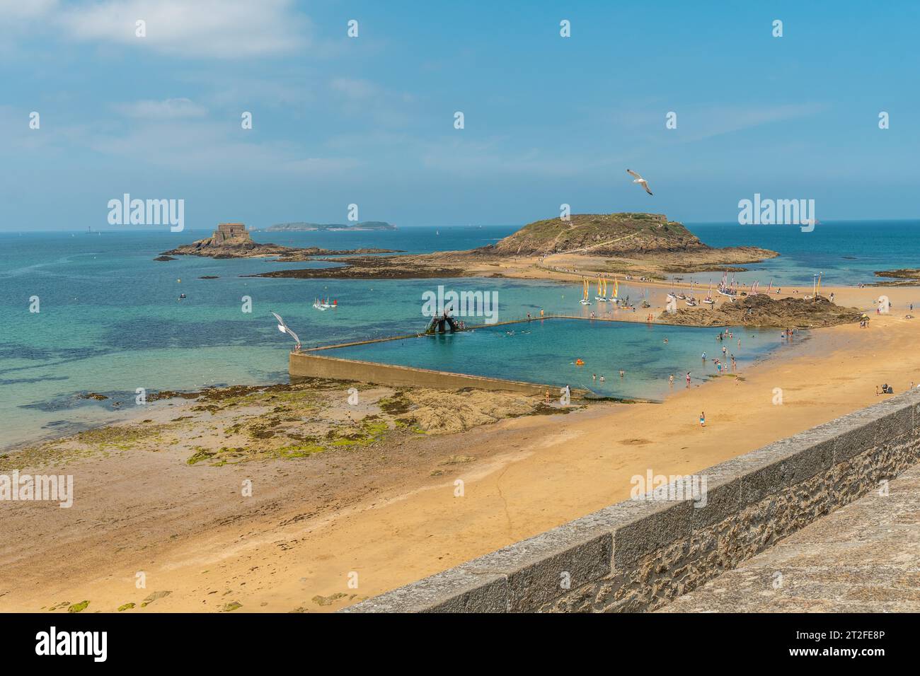 Natural pool at the Plage de Bon-Secours Saint-Malo in French Brittany ...