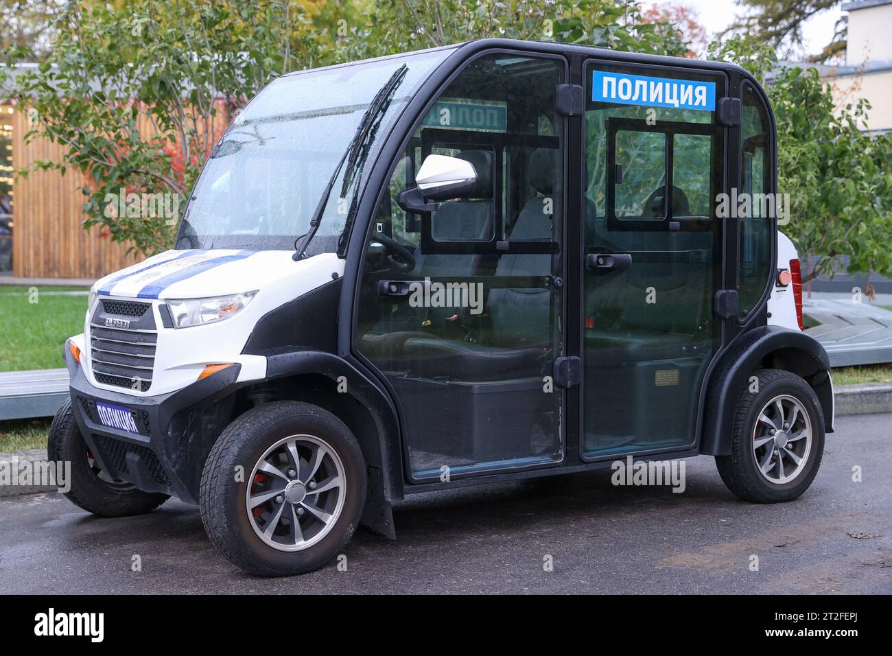 18.10.2023. Russia. Moscow. An electric police car at the XXVII ...