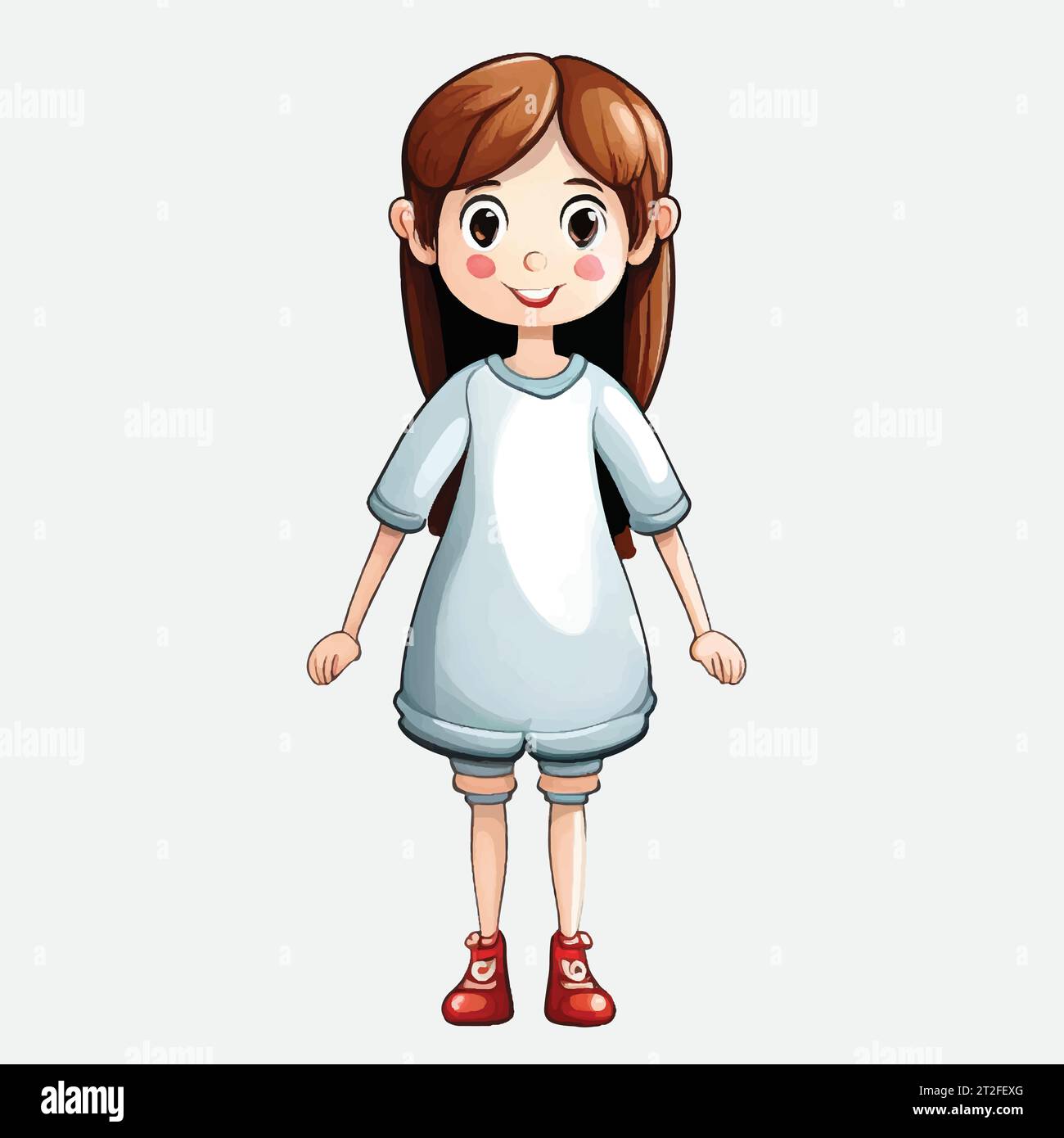 a happy doll cartoon character white background Stock Vector Image ...