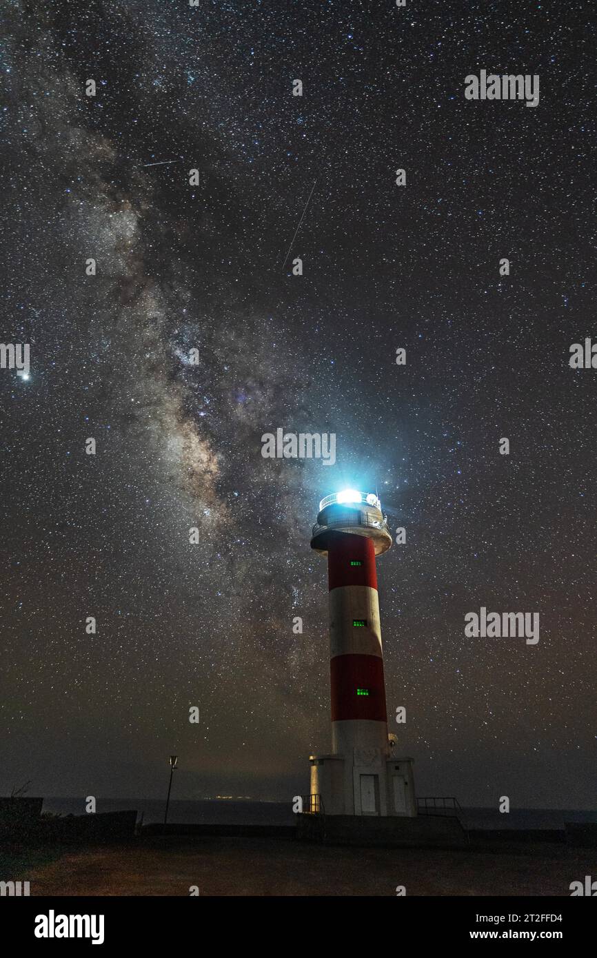 Fuencaliente lighthouse with the milky way on the route of the ...