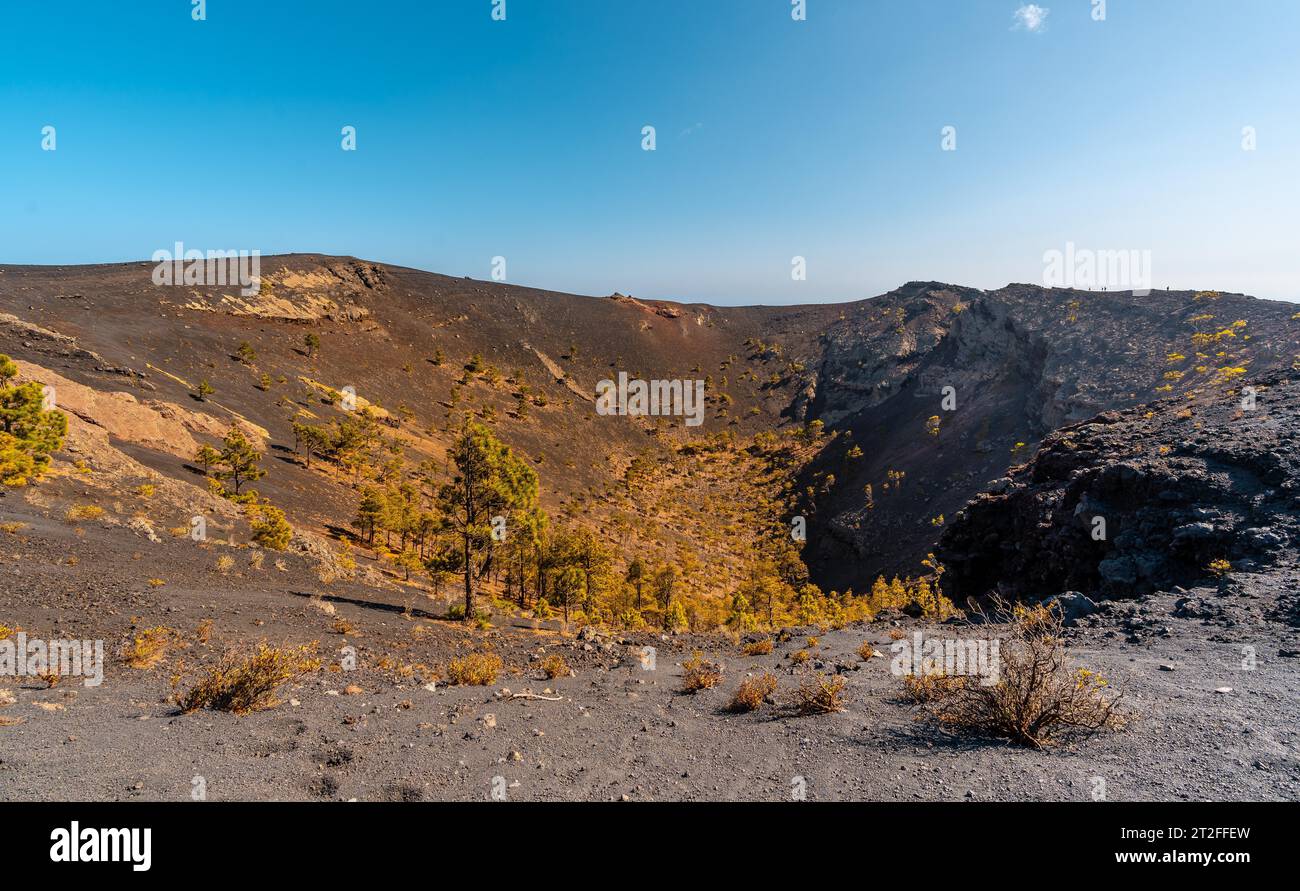Trail reaching the Crater of the Teneguia volcano from the route of the ...