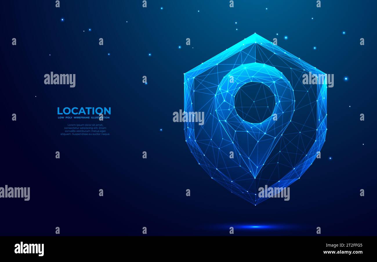 Digital pin on abstract shield. GPS protection concept Stock Vector ...