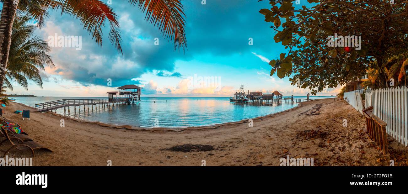 Roatan, Honduras Â», January 2020: Panoramic Sunrise at Sandy Bay Beach ...