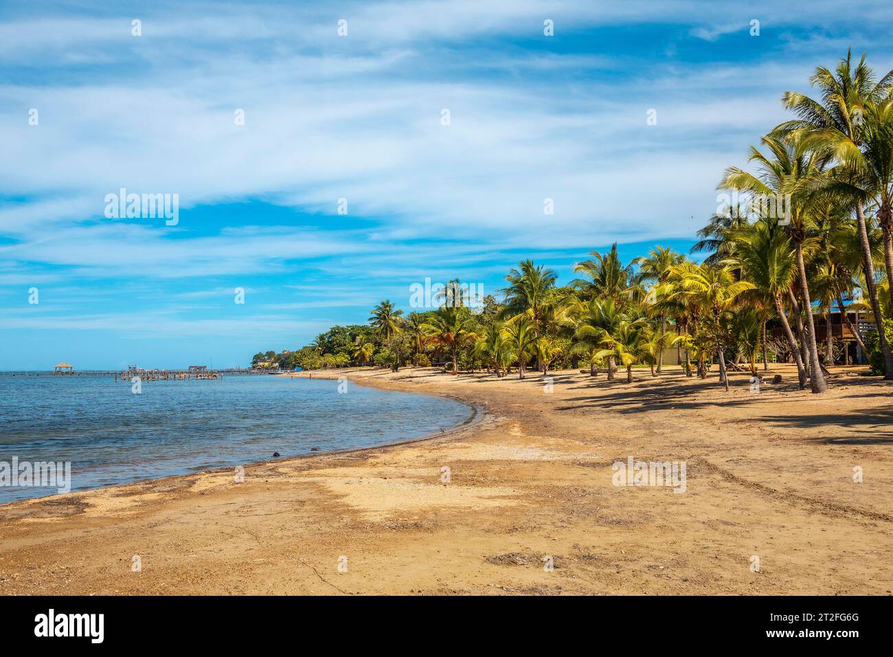 The beautiful beach of Sandy Bay on Roatan Island. Honduras Stock Photo ...