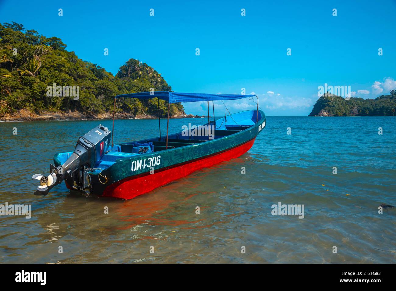 A boat on the beach of Puerto Caribe in Punta de Sal in the Caribbean ...