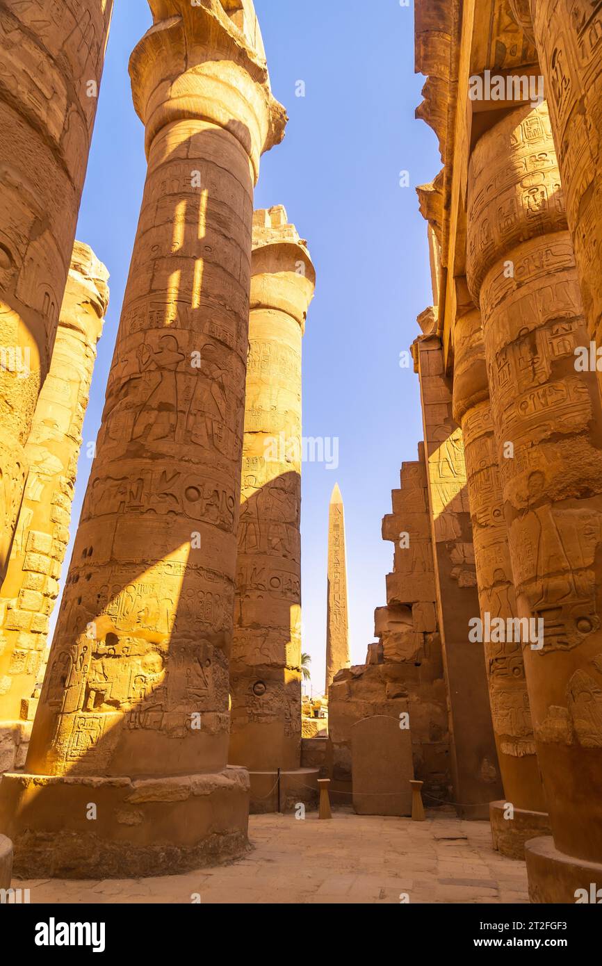 Giant columns of the temple of Karnak, the great sanctuary of Amun ...