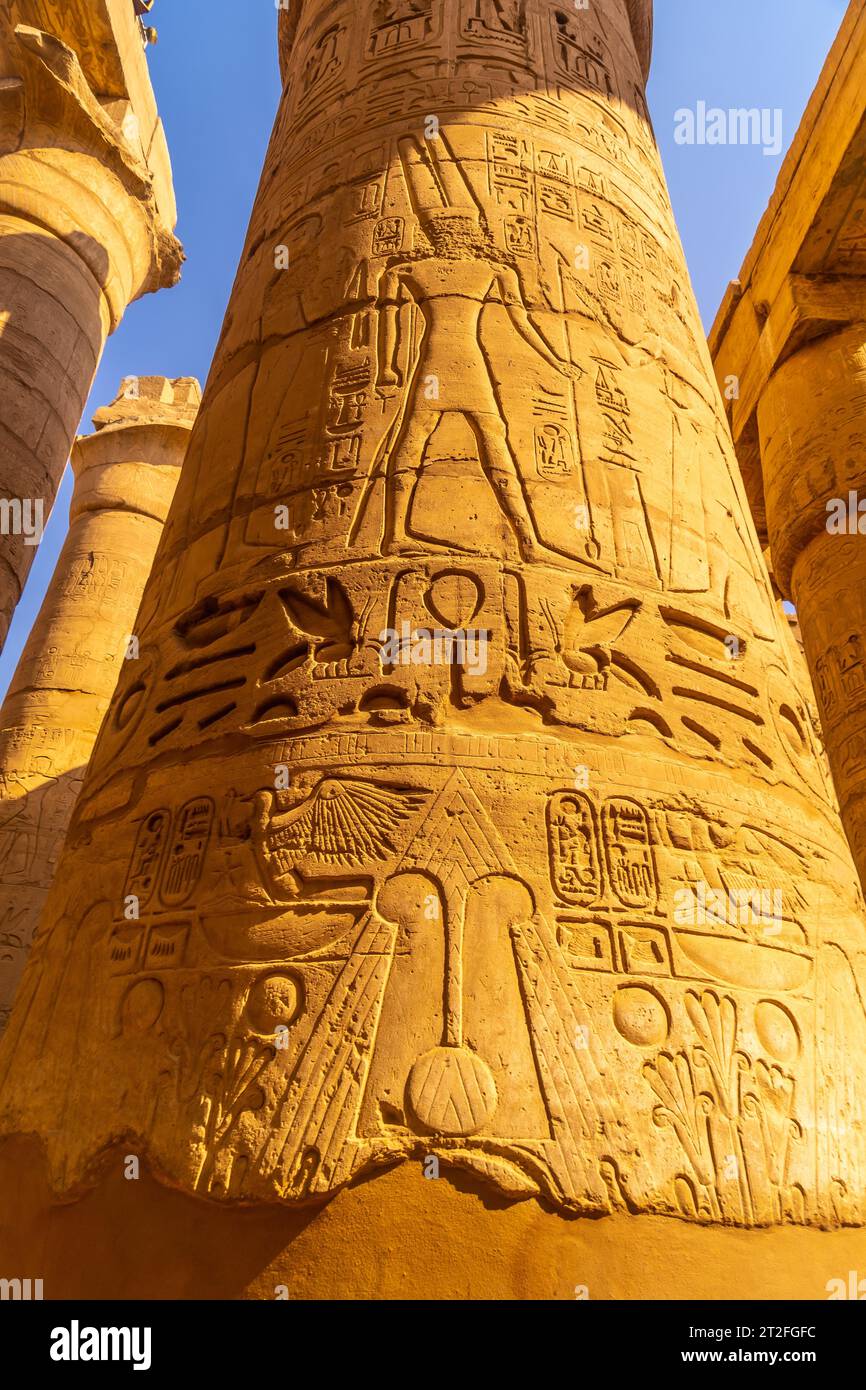 Giant columns of the temple of Karnak, the great sanctuary of Amun ...