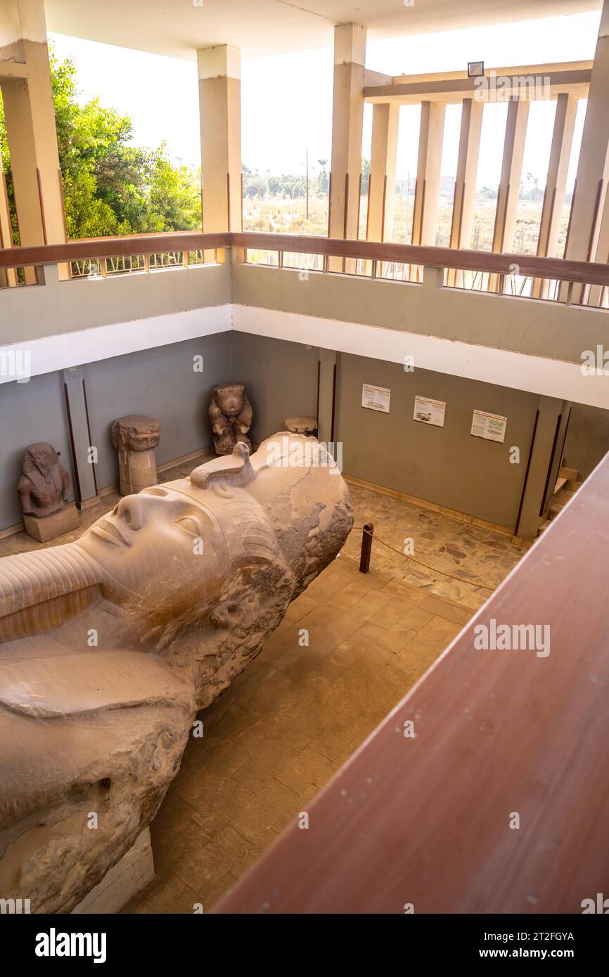 Detail from above of the sculpture of the Colossus of Ramses II at ...