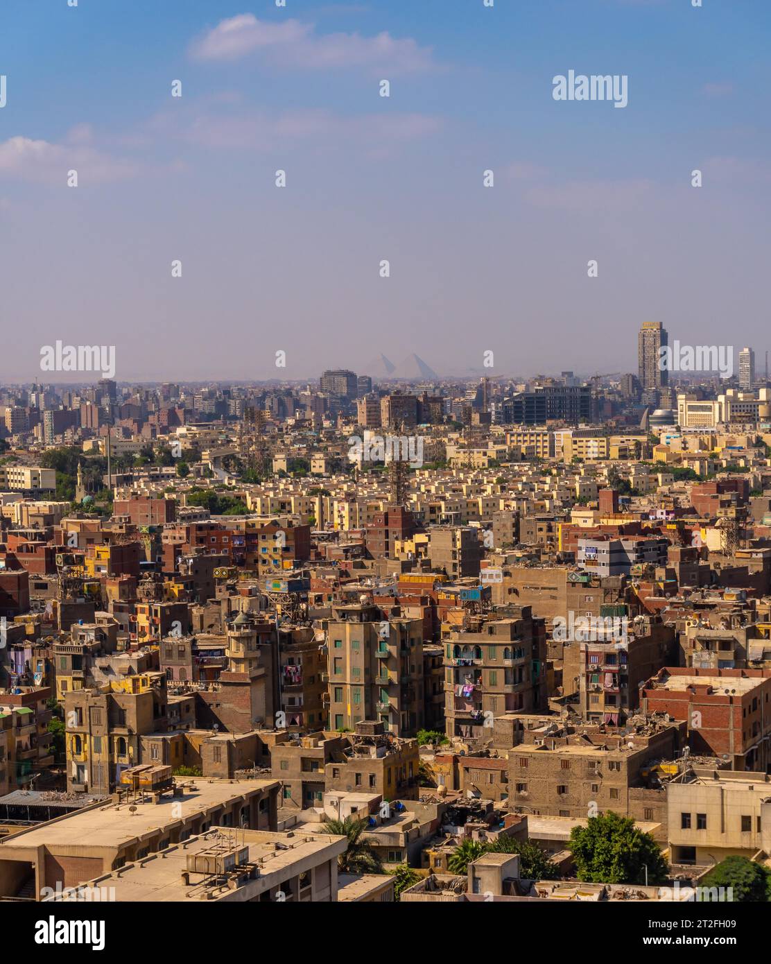 View of the Cairo city skyline from the Alabaster Mosque, the capital ...