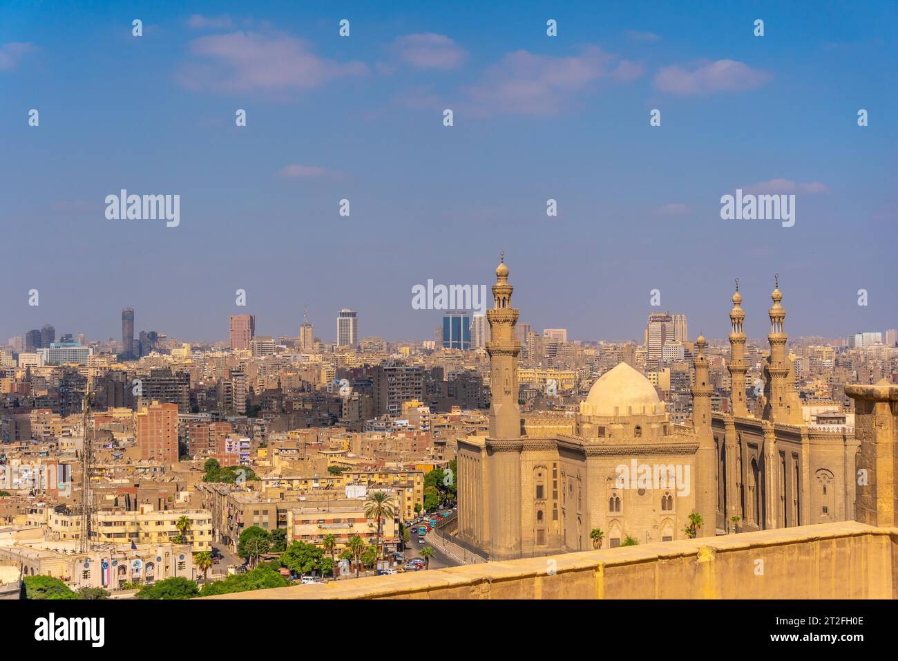 View of the Cairo city skyline from the Alabaster Mosque, the capital ...