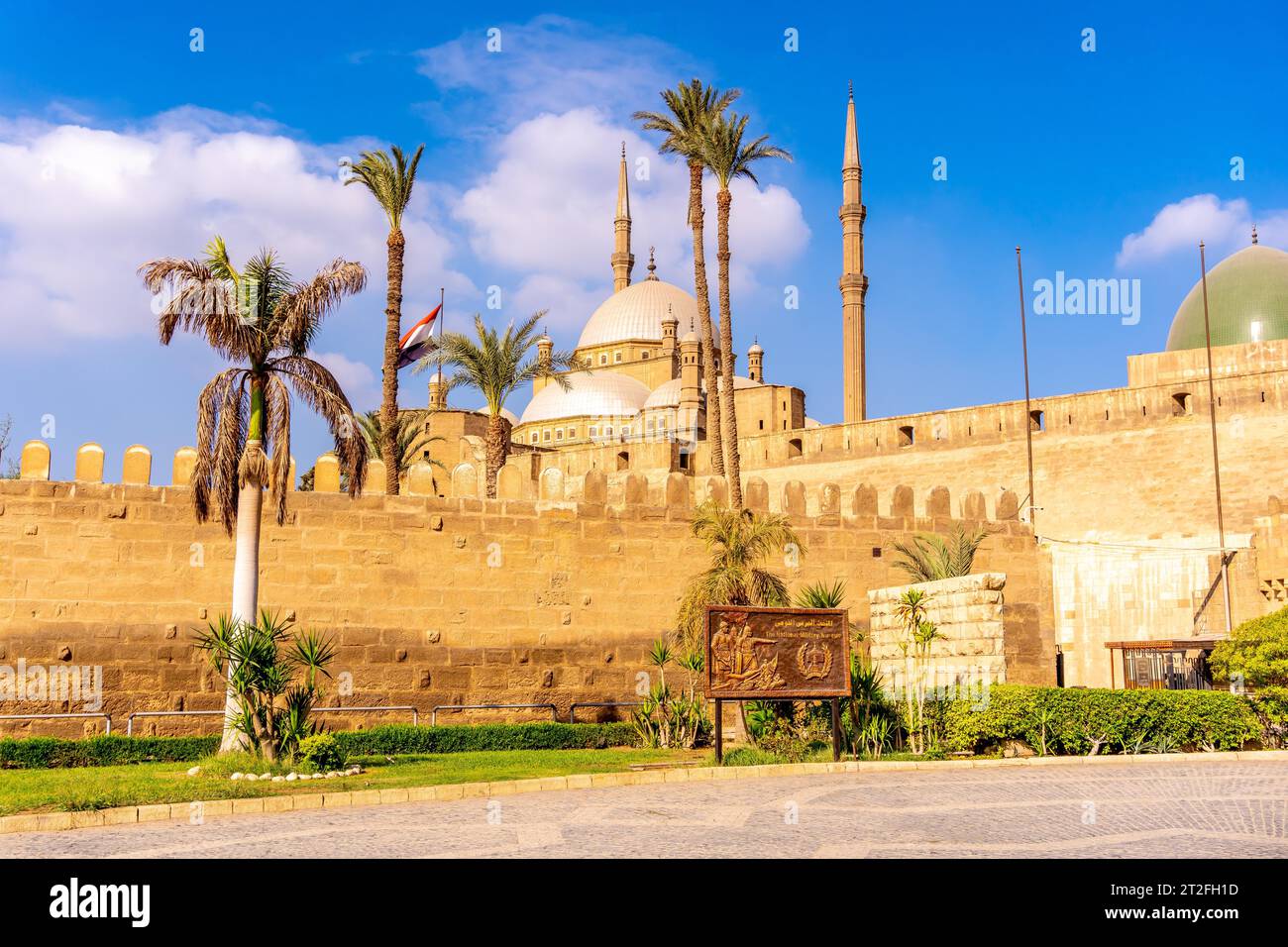 Exteriors of the fortress and walls of the Alabaster Mosque in the city ...