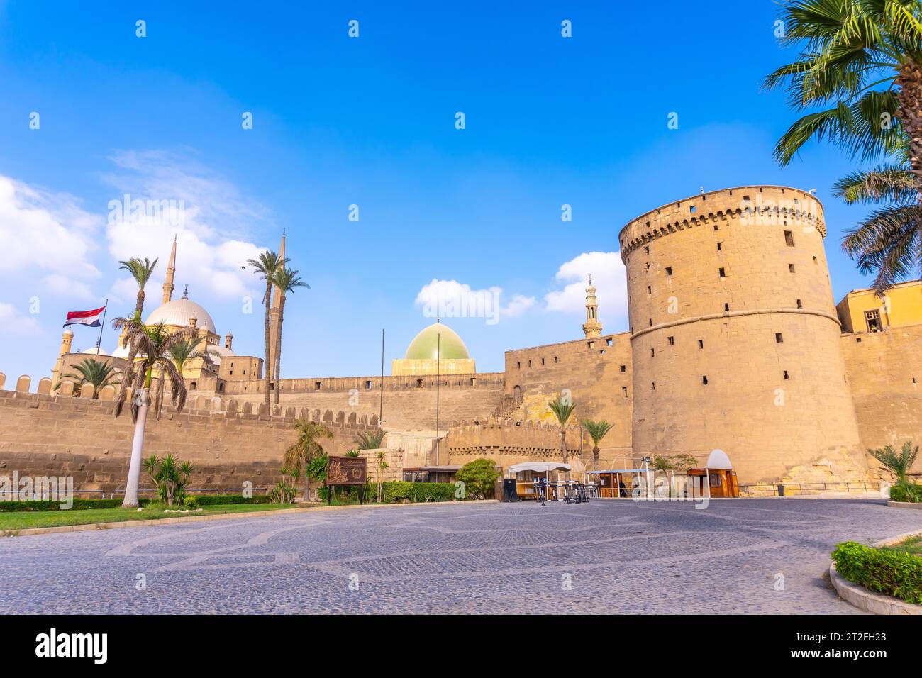 Fortress and walls of the Alabaster Mosque in the city of Cairo, in the ...