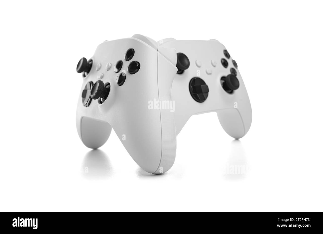 White wireless gamepad controller joystick isolated on a white Stock ...