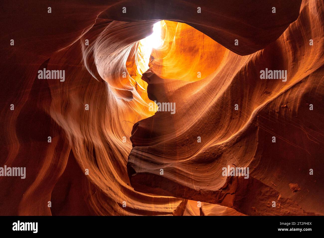 Red and purple cave in the Upper Antelope Canyon in the town of Page ...
