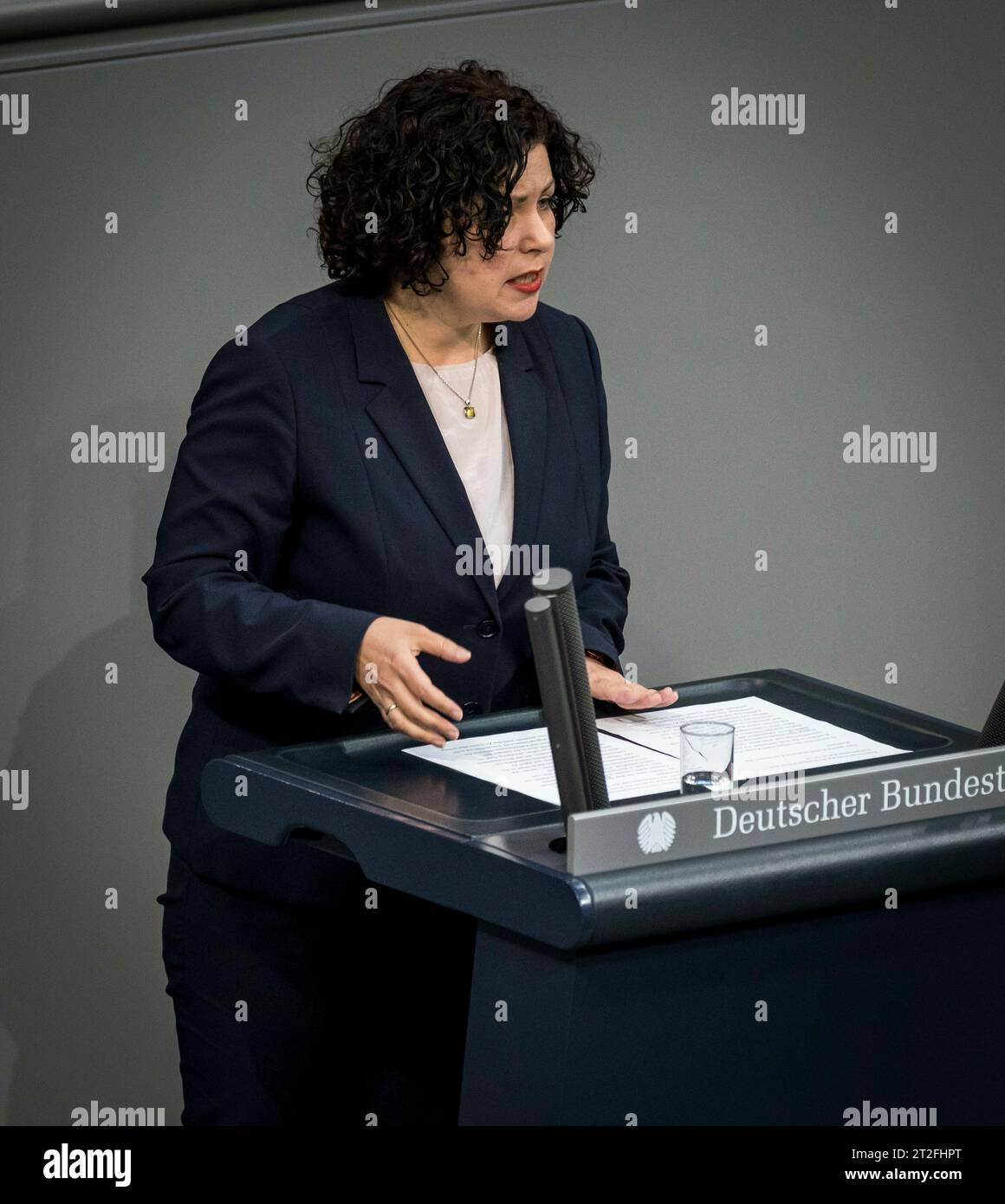 Berlin, Deutschland. 19th Oct, 2023. Amira Mohamed Ali, leader of the ...