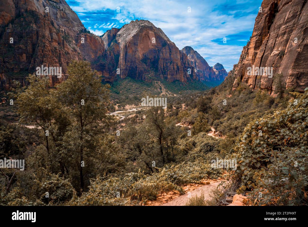 The mid-rise views of the Angels Landing Trail trekking in Zion ...