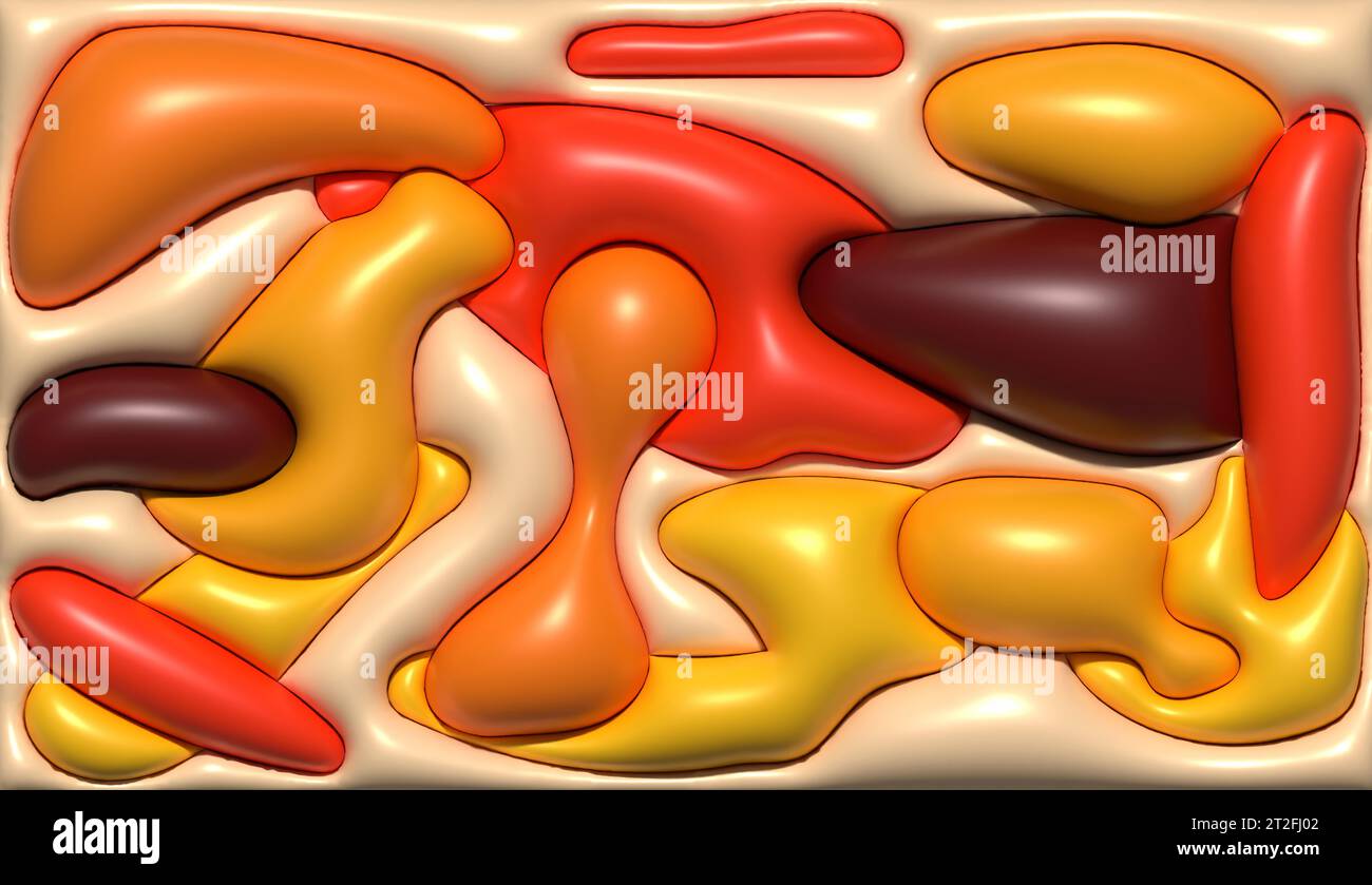 Abstract background with various inflated figures, 3D rendering illustration Stock Photo - Alamy