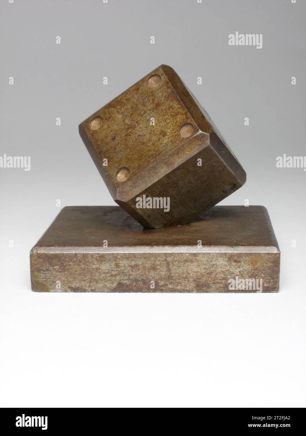 Art Deco Edgar Brandt wrought iron paperweight in the form of a dice ...