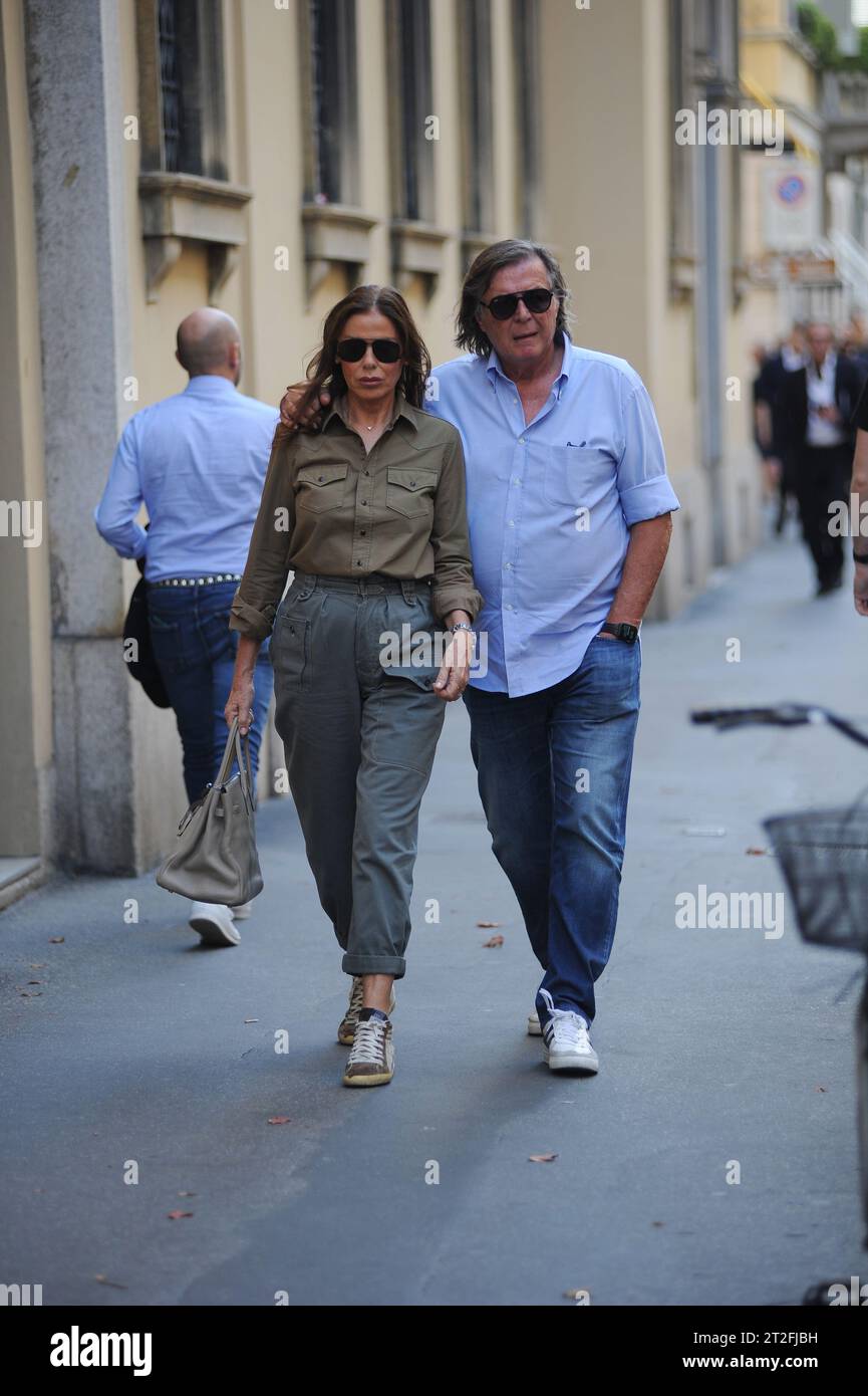 Adriano Panatta and his wife Anna Bonamigo walking in the fashion ...