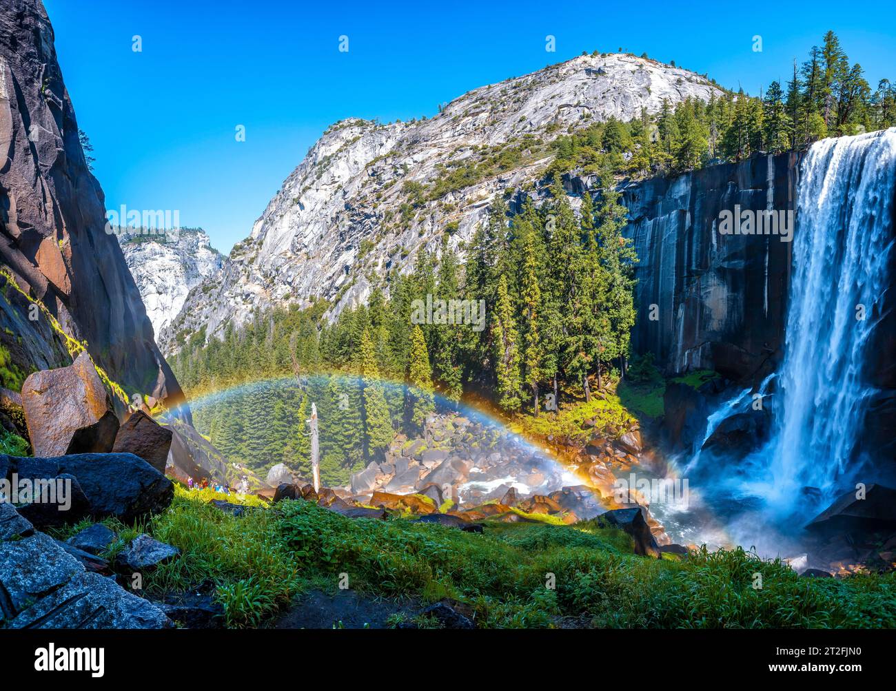 Detail of the rainbow at the Vernal Falls waterfall in Yosemite ...