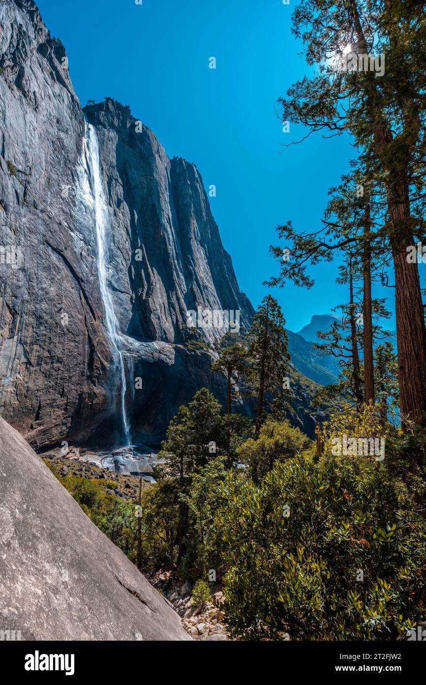 Upper Yosemite Fall, enjoying the views of the waterfall from below ...