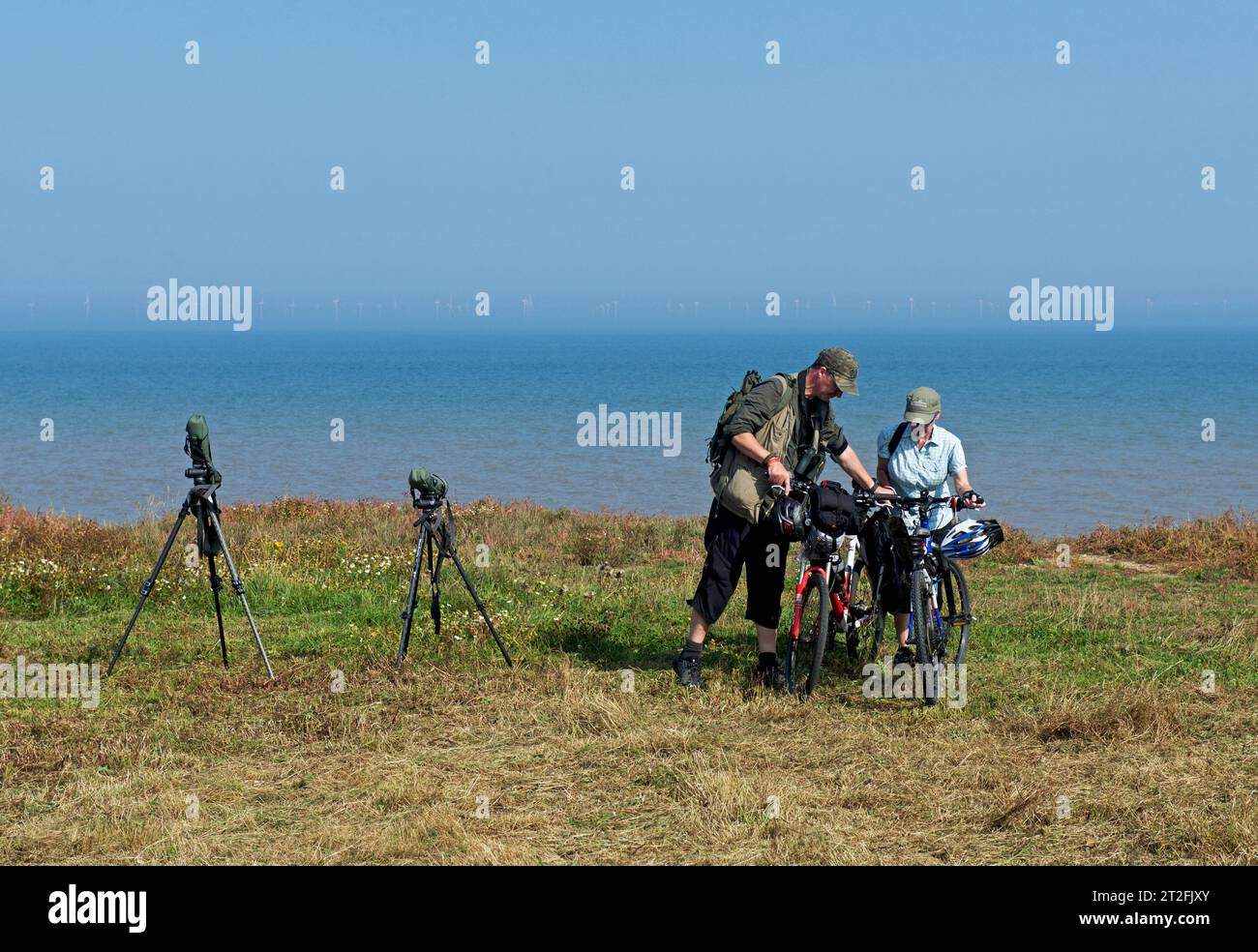 Walkers and bird-watchers at Spurn Head, Holderness, East Yorkshire ...