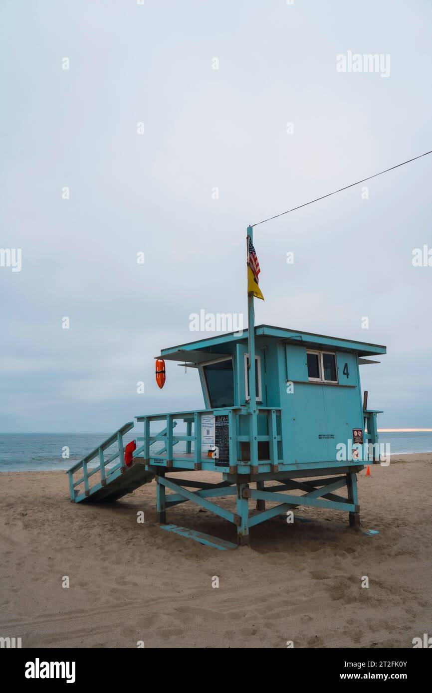 The lifeguard house on the coast of Malibu, California. United States ...
