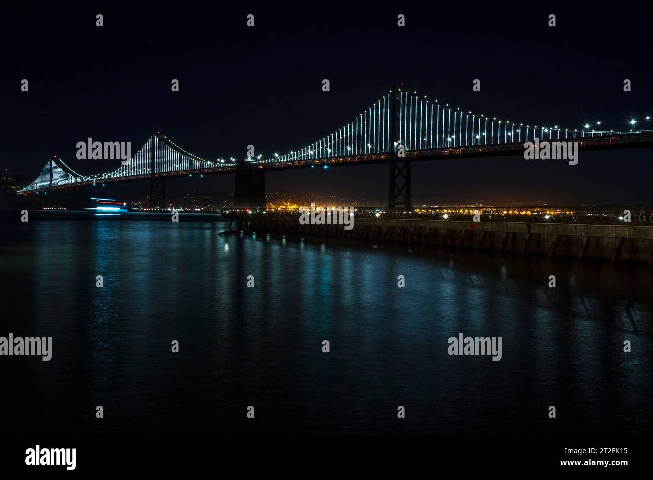 Long exposure at the San Francisco Bay Bridge at night. California ...
