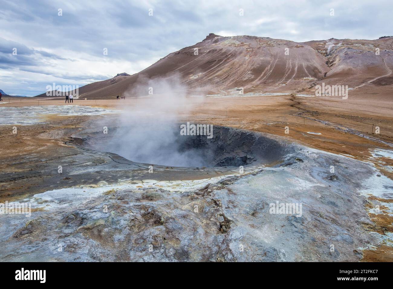 Detail of pools of boiling water and sulfur in the park of Myvatn ...
