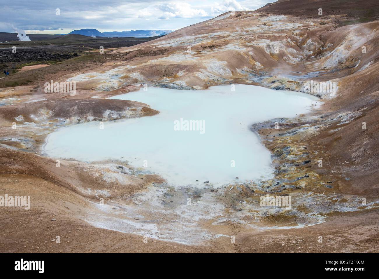 Pools of boiling water in the landscape in the Myvatn park. Iceland ...