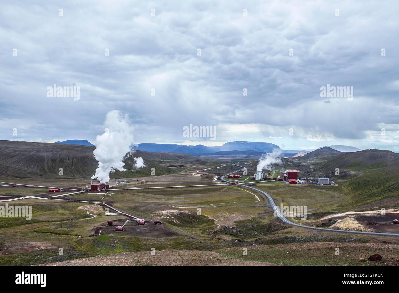 Pools of boiling water in the landscape in the Myvatn park. Iceland ...