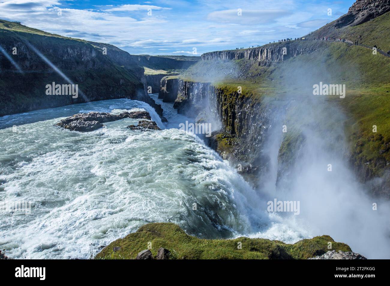Gullfoss waterfall lookout in the golden circle of south of Iceland ...