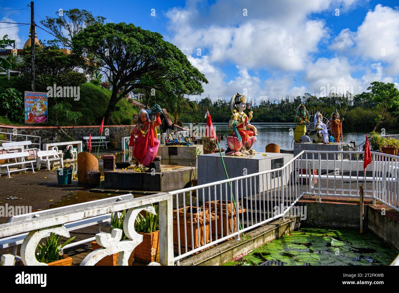 View of several Hindu deities at religious site largest Hindu sanctuary ...