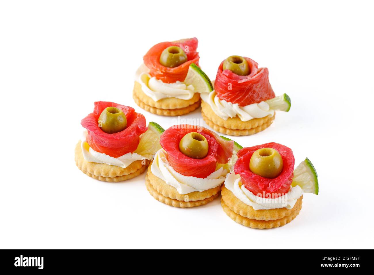 fresh delicious canapes with cream cheese, tuna and olive 1 Stock Photo ...