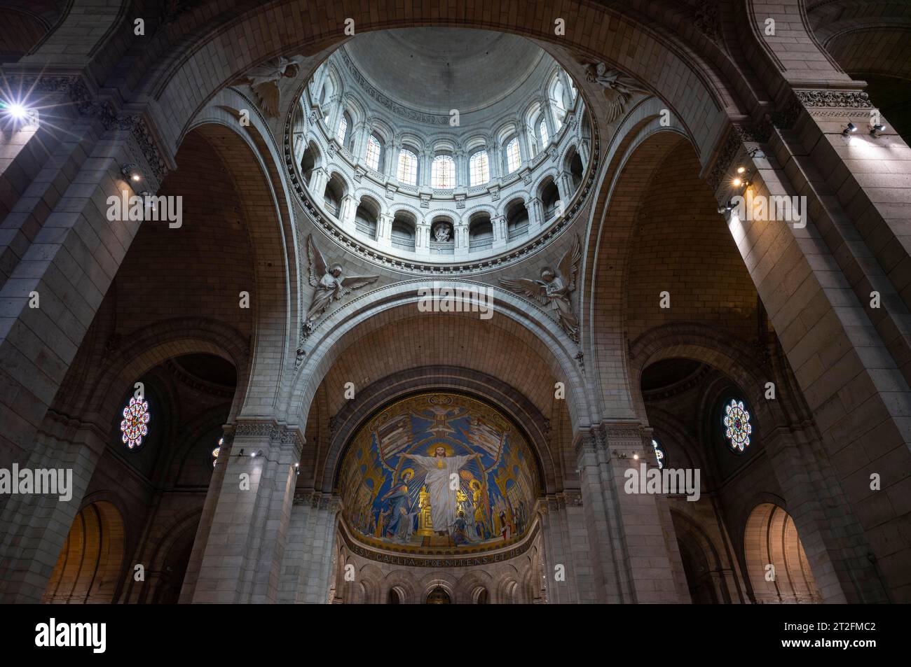 Interior view, chancel and dome with the large mosaic in the apse ...