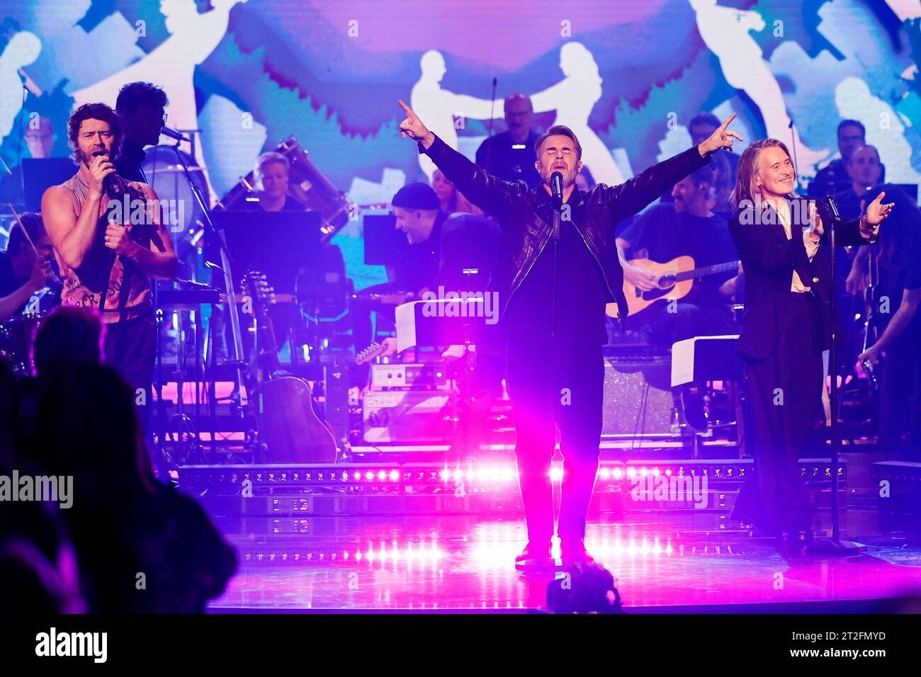 Howard Donald, Gary Barlow und Mark Owen von Take That bei der ...