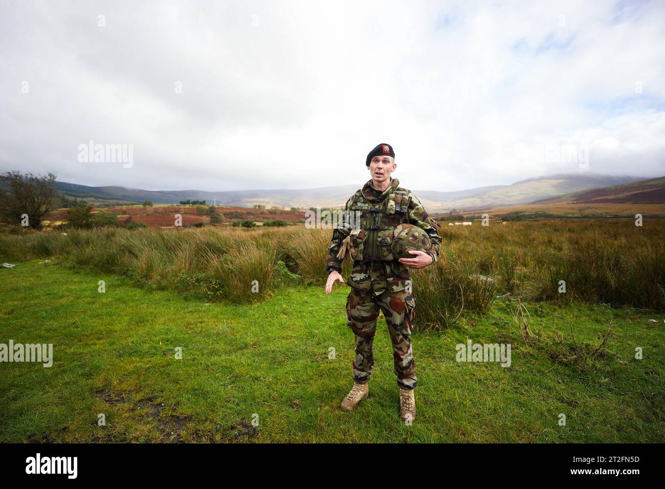 Lieutenant colonel Stephen MacEoin speaking with media during a ...