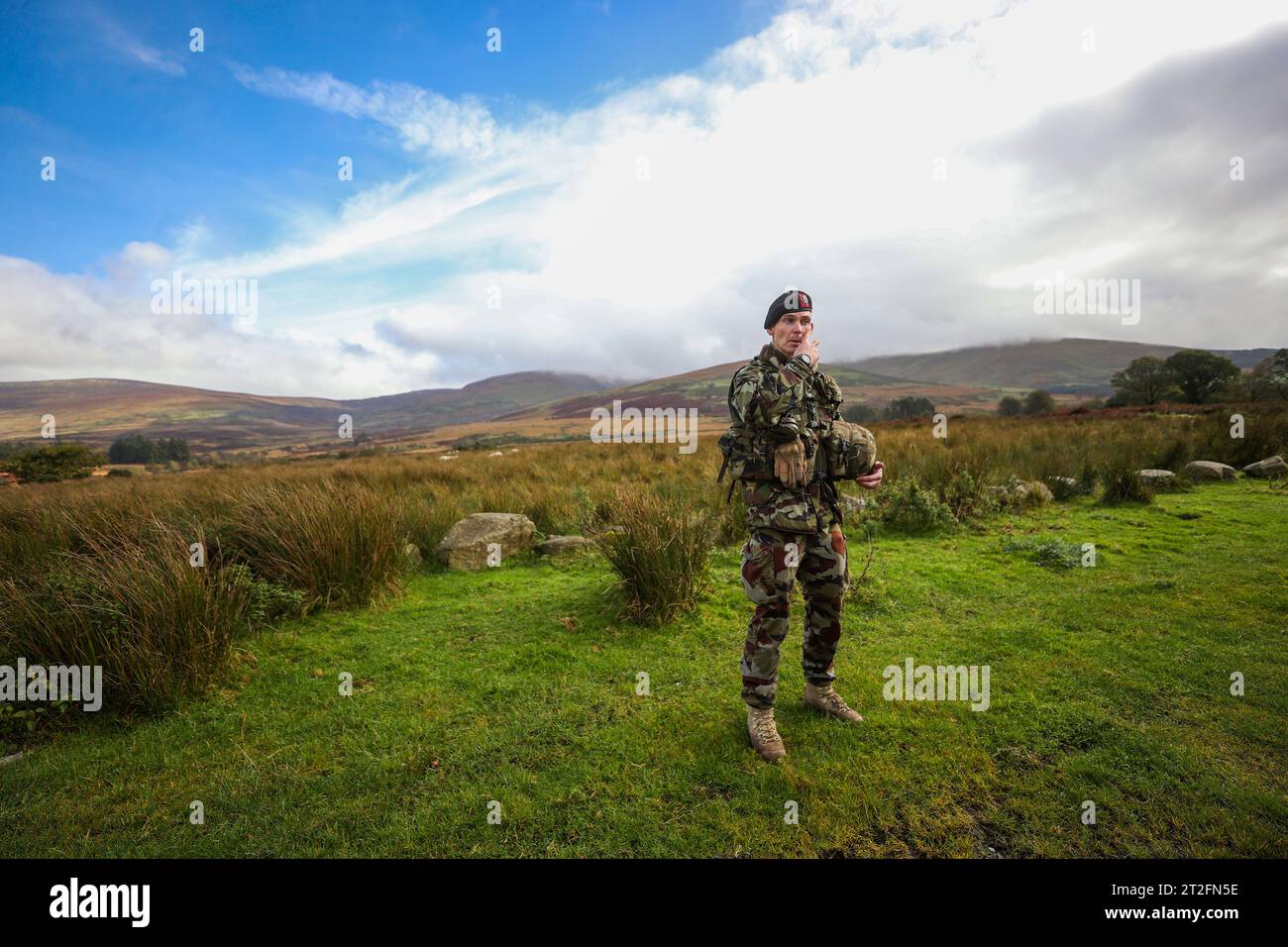 Lieutenant colonel Stephen MacEoin speaking with media during a ...