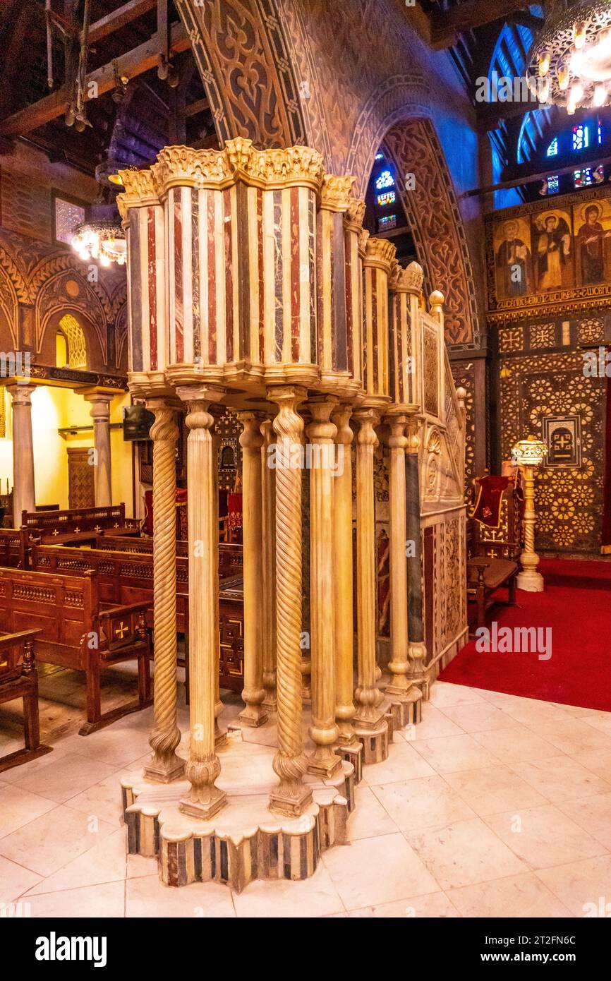 Cairo, Egypt, October 2020: Interiors of the Hanging Church or St. Mary ...