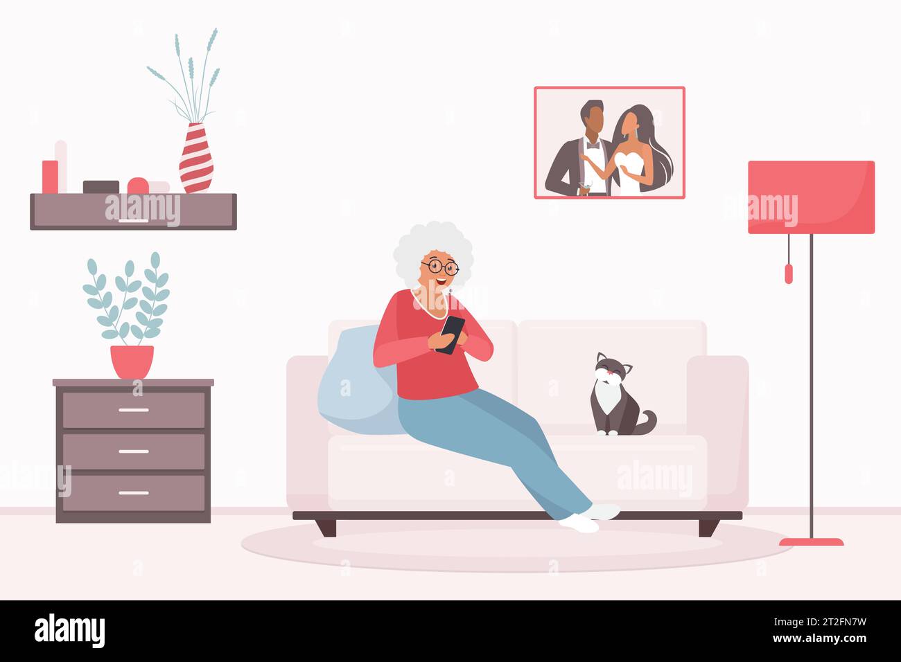 Senior mother woman smartphone Stock Vector Images - Alamy