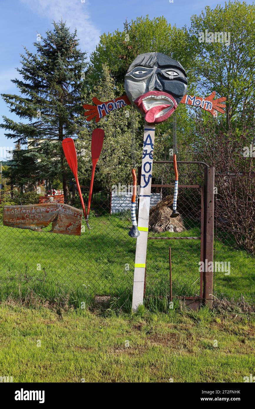 In the garden of a creative person, crude humour, Peene Valley River ...