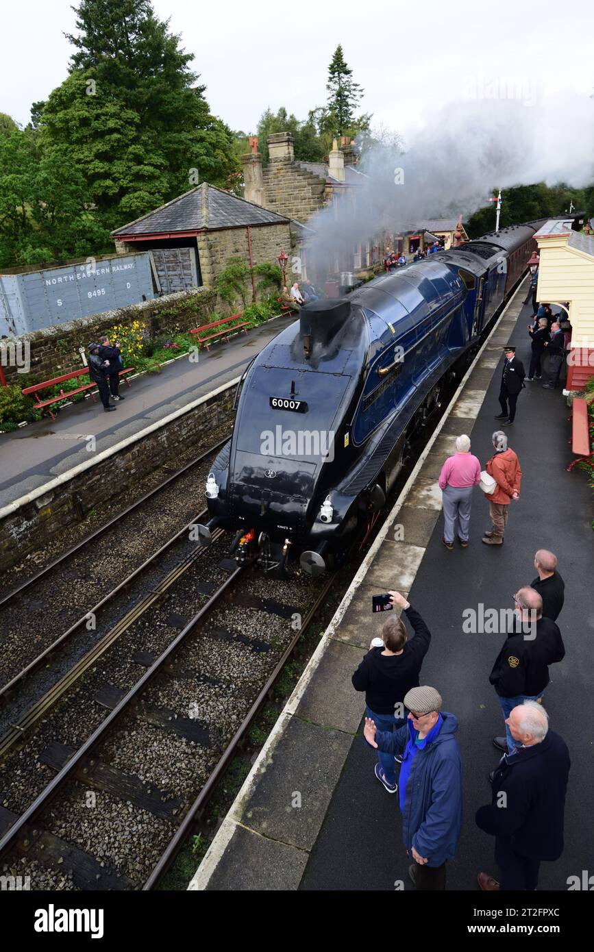 LNER Class A4 Pacific No 60007 Sir Nigel Gresley arriving at Goathland ... LNER Class A4 Pacific No 60007 Sir Nigel Gresley arriving at Goathland ...